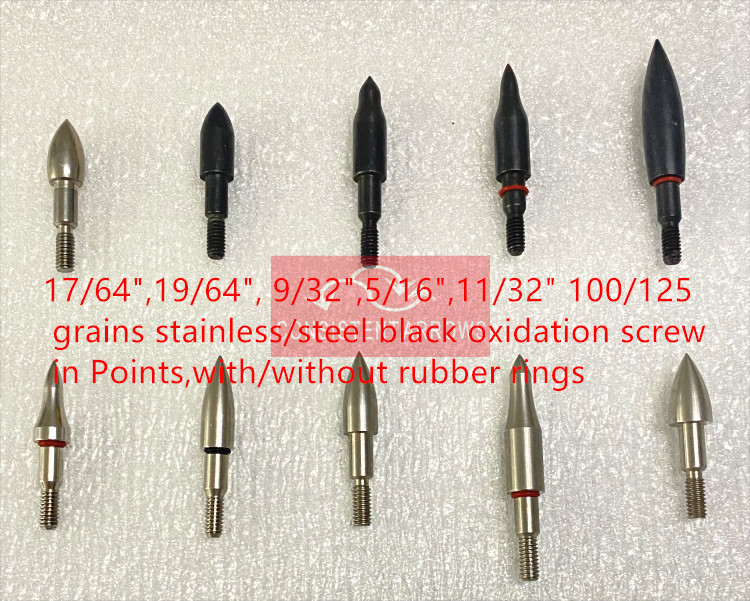 Screwn in 70/80/90/100/125/50 Grains Screw In Points With Rubber Rings
